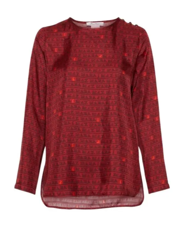 Max Mara Long-sleeved Round Neck Blouse - Red