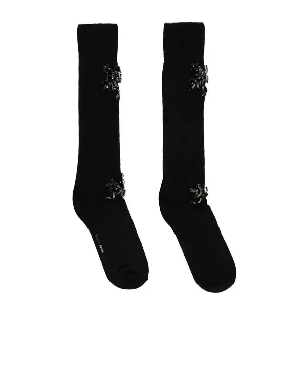 Simone Rocha Embellished Rose Knee Socks - Black