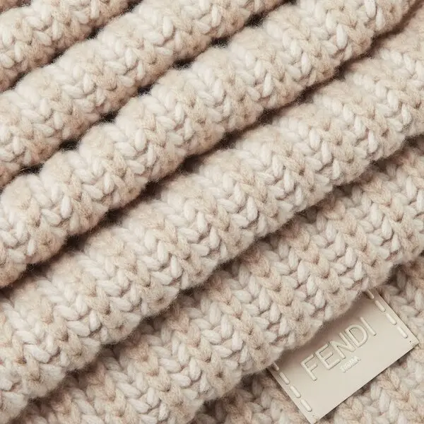Fendi Logo Patch 3d-effect Herringbone Motif Scarf