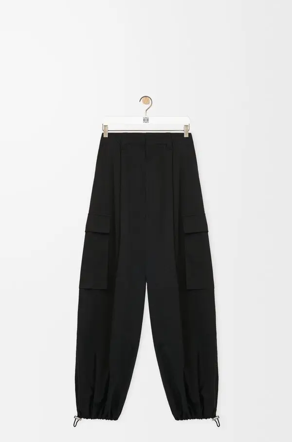 Loewe Cotton And Silk Cargo Trousers - Black