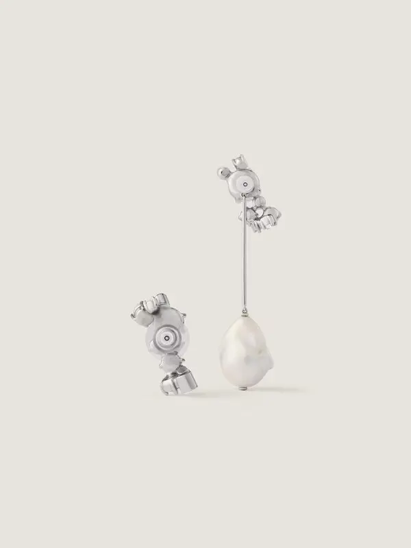 Givenchy Embellished Asymmetric Earrings With Crystals And Pearls - White/silver
