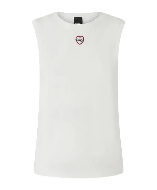 Pinko Heart-embroidered Sleeveless Tank Top - No