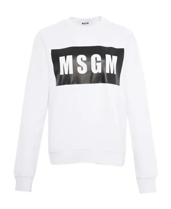 MSGM Logo Print Crewneck Sweatshirt - White