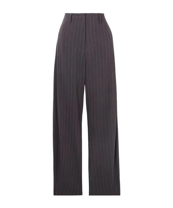 Magda Butrym Pinstriped Wool Blend Loose Fit Trousers - Brown