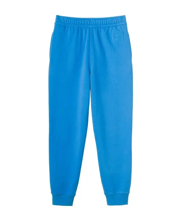 Burberry Embroidered-letter Motif Cotton Track Pants - Blue