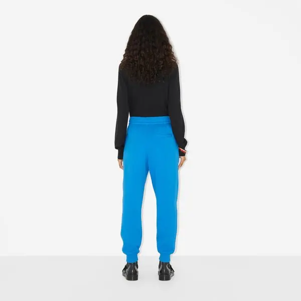 Burberry Embroidered-letter Motif Cotton Track Pants - Blue