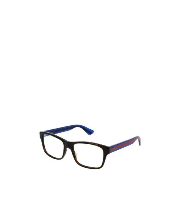 Gucci Logo Tortoiseshell Rectangular Eyeglasses - Black