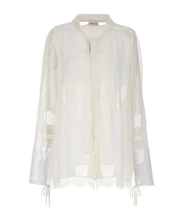 P.a.r.o.s.h Long-sleeve Lace Detail Blouse - White