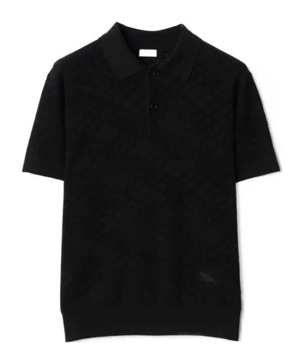 Burberry Checked Ribbed-knit Polo Shirt