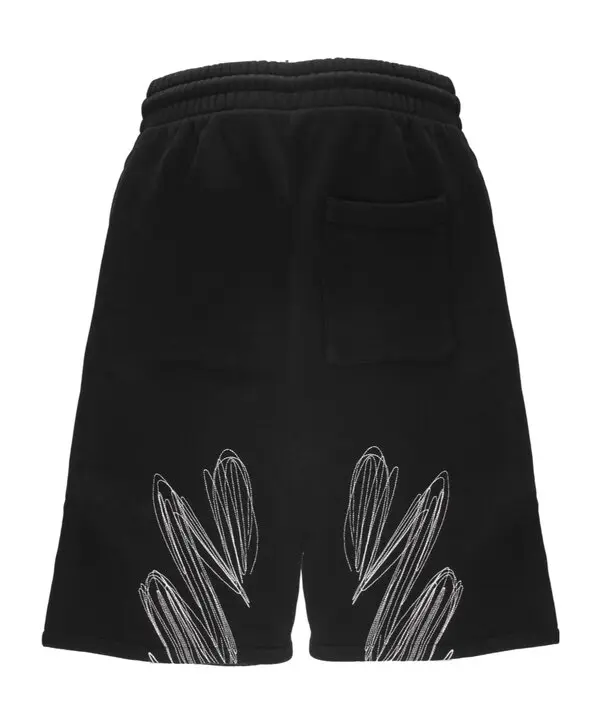 Off-White Logo Embroidered Drawstring Shorts - Black