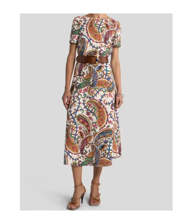 Etro Paisley Printed Short-sleeved Midi Dress - Multi-color
