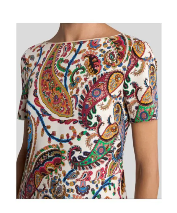 Etro Paisley Printed Short-sleeved Midi Dress - Multi-color
