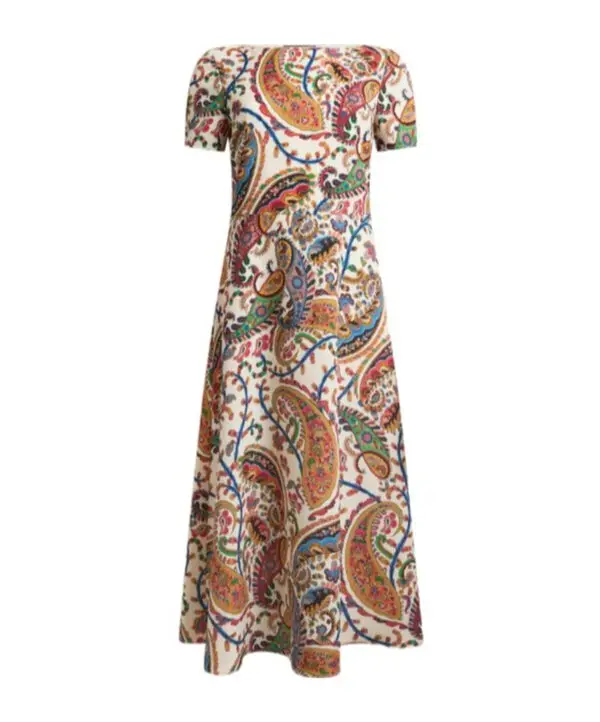 Etro Paisley Printed Short-sleeved Midi Dress - Multicolour