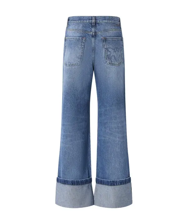 Pinko Wide Leg Jeans With Rolled Hem