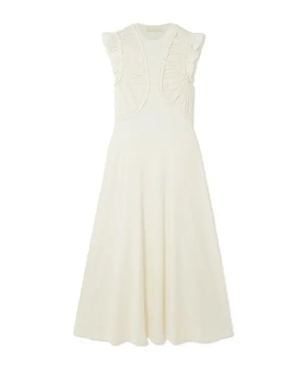 Ulla Johnson Shiva Ruffled Ruched Organic Cotton Midi Dress