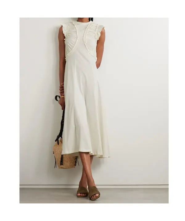 Ulla Johnson Shiva Ruffled Ruched Organic Cotton Midi Dress