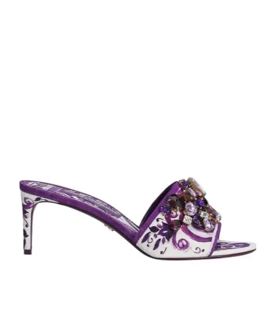 Dolce & Gabbana 60mm Majolica-print Embellished Mules