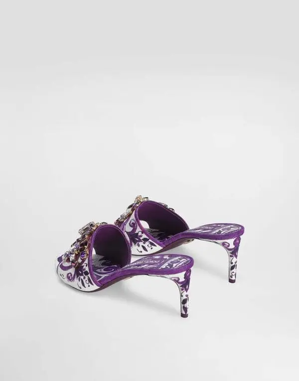 Dolce & Gabbana 60mm Majolica-print Embellished Mules