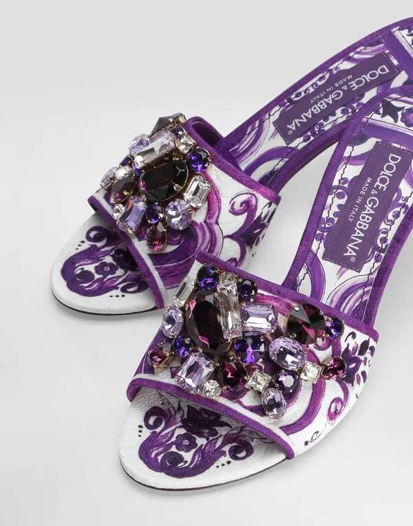 Dolce & Gabbana 60mm Majolica-print Embellished Mules