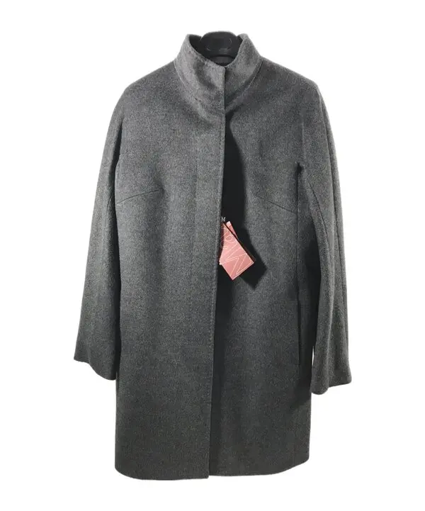 Max Mara Long-sleeved Coat With Logo - Black