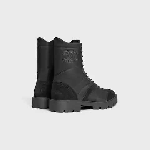 Celine Margaret Boots In Nylon And Suede Calfskin