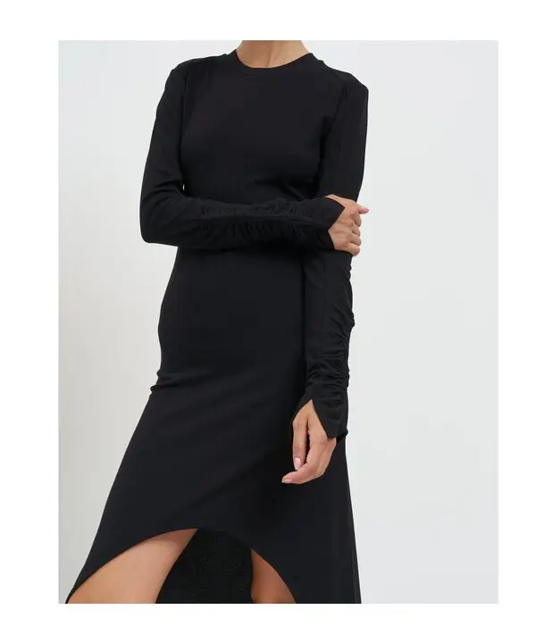 THOM KROM Long Sleeve Asymmetrical High-low Dress