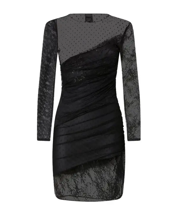 Pinko Sequin-embellished Mesh-upper Mini Dress - Black