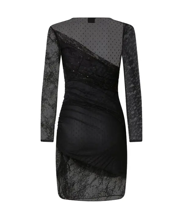Pinko Sequin-embellished Mesh-upper Mini Dress - Black