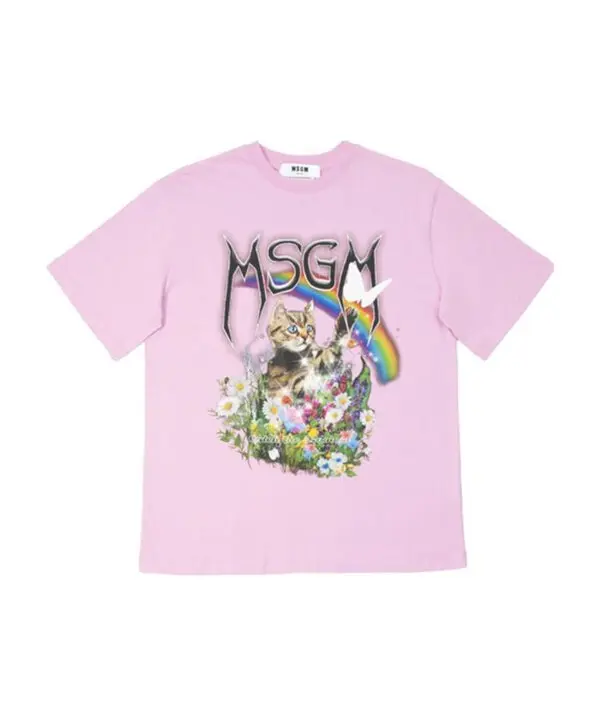 MSGM Printed Short Sleeve T-shirt - Pink