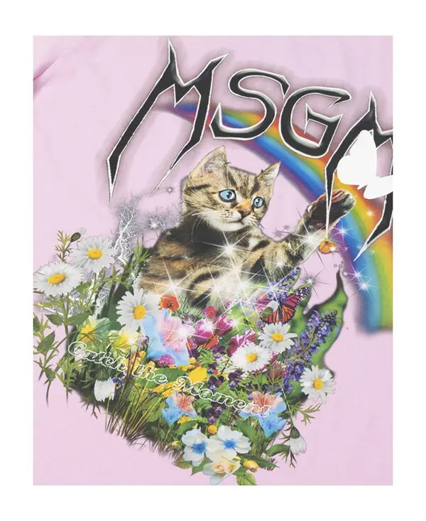 MSGM Printed Short Sleeve T-shirt - Pink