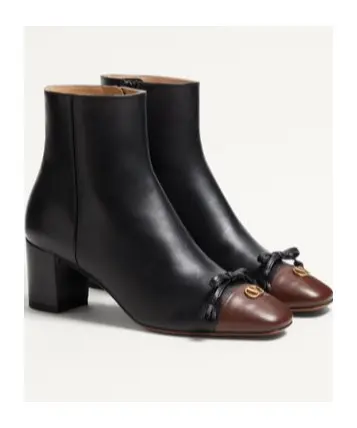 Valentino Garavani Vlogo Signature Ankle Boots - Black/coffee