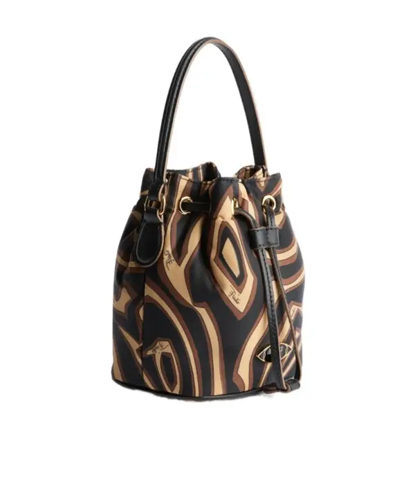 Emilio Pucci Printed Bucket Bag - Black