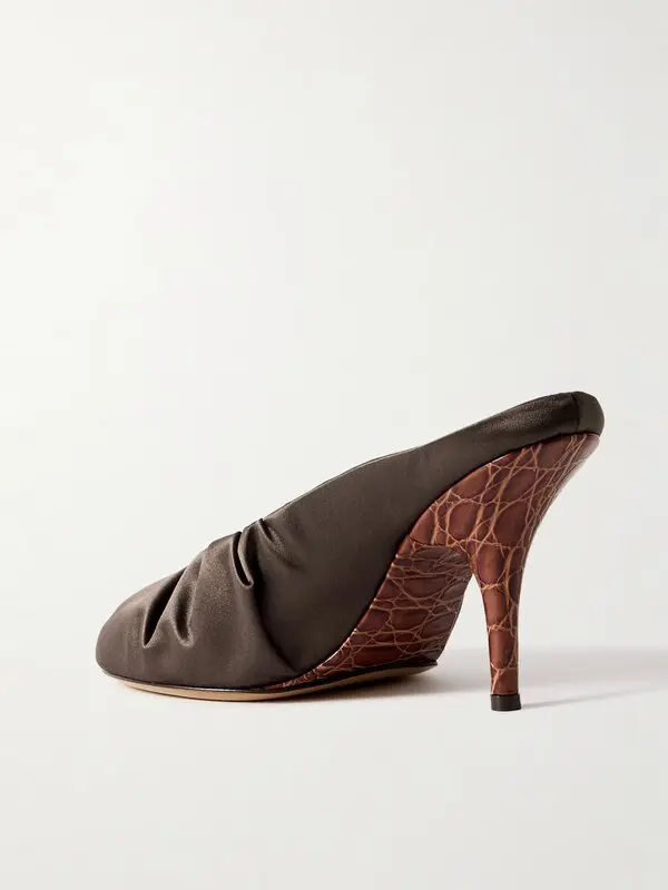Dries Van Noten Ruched Satin Slingback Mules