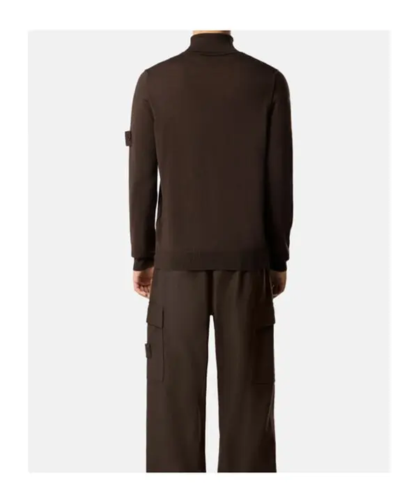 Stone Island Logo Patch Roll-neck Jumper - Dark Brown