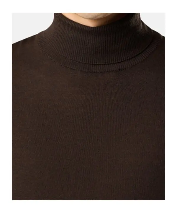 Stone Island Logo Patch Roll-neck Jumper - Dark Brown