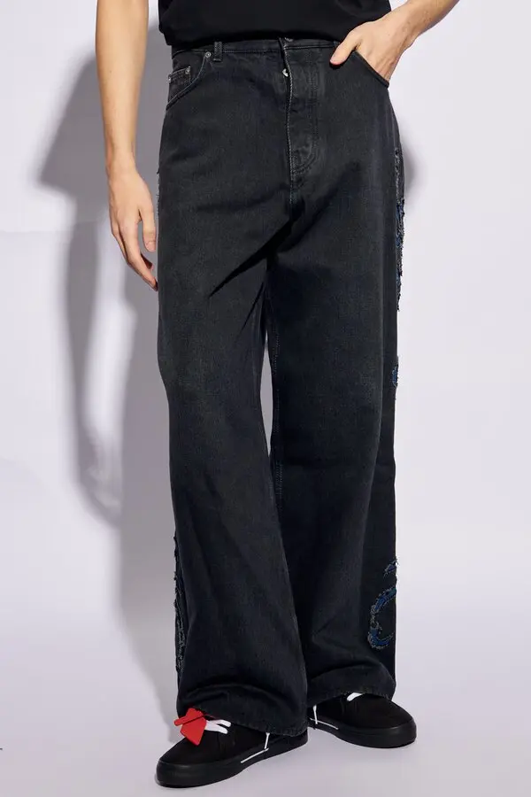 Off-White Natlover Distressed Mid-rise Jeans