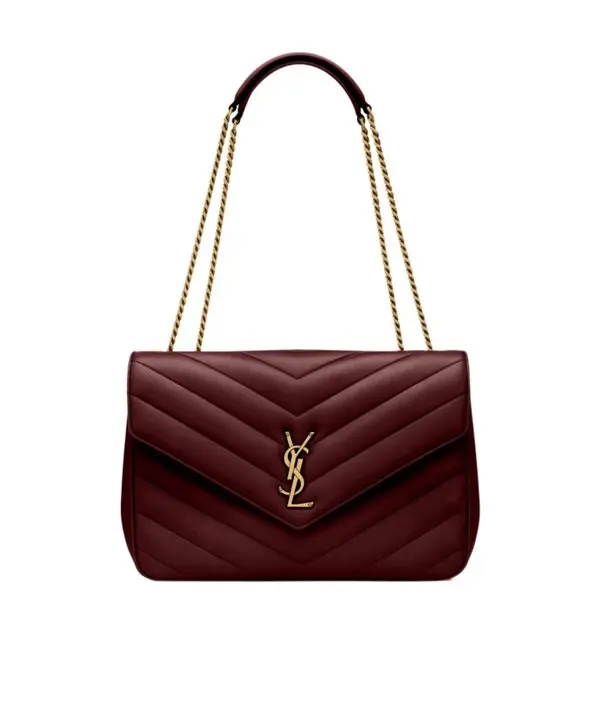 Saint Laurent Loulou Foldover Top Large Shoulder Bag - Red Cabernet