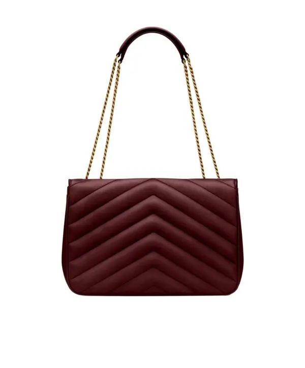 Saint Laurent Loulou Foldover Top Large Shoulder Bag - Red Cabernet