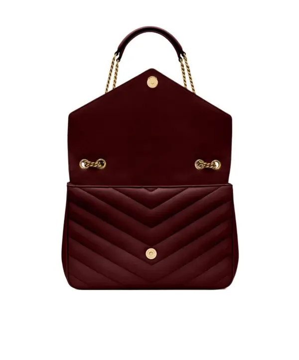 Saint Laurent Loulou Foldover Top Large Shoulder Bag - Red Cabernet