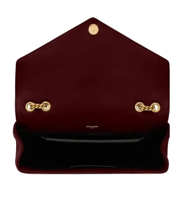 Saint Laurent Loulou Foldover Top Large Shoulder Bag - Red Cabernet