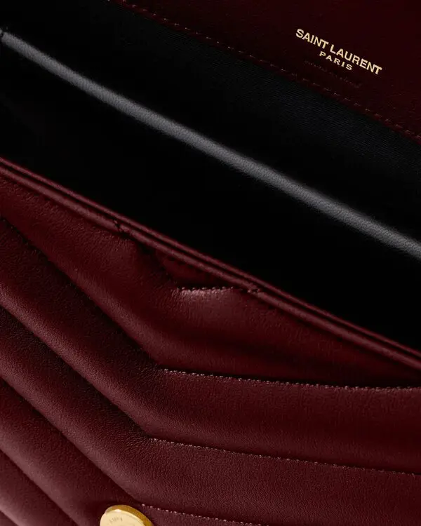 Saint Laurent Loulou Foldover Top Large Shoulder Bag - Red Cabernet