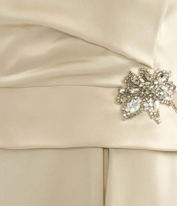 Erdem Asymmetric Crystal-embellished Draped Satin Dress