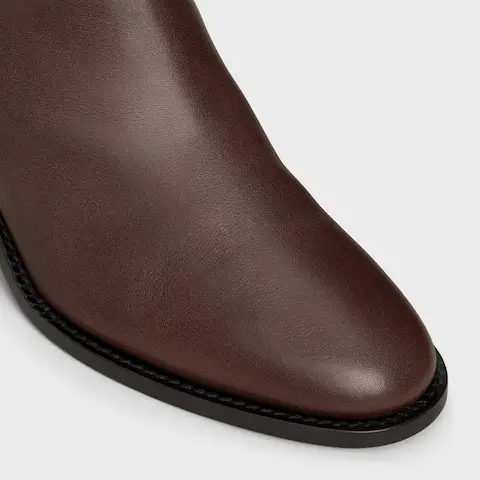 Celine Garance Triomphe Strap Boot In Calfskin - Oak
