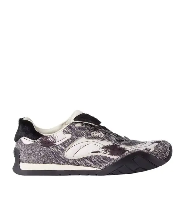 Fendi Wave Pulse Graphic Print Sneakers - Black