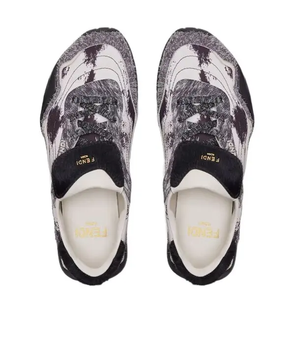 Fendi Wave Pulse Graphic Print Sneakers - Black