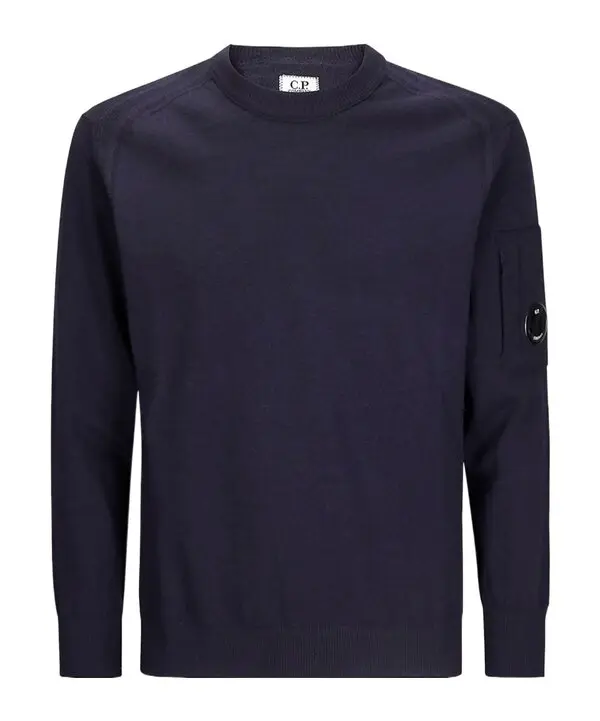 C.P. COMPANY Crewneck Knitted Jumper With Logo Detail - Black