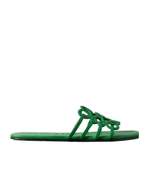 Loewe Petal Anagram Slide In Soft Calfskin - Green