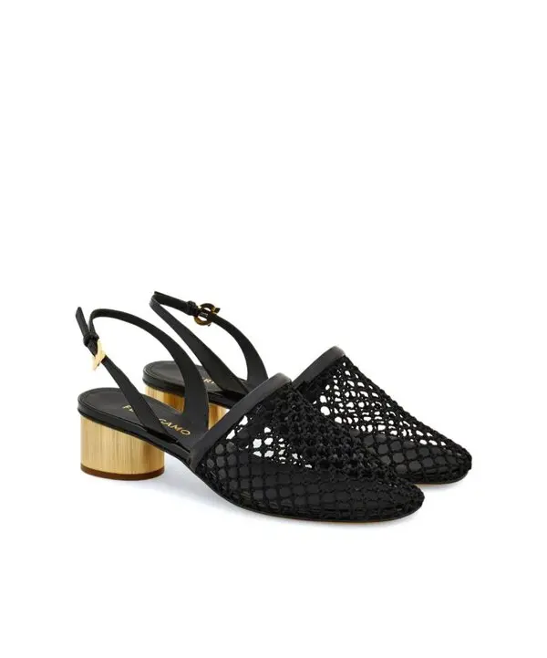 FERRAGAMO Mesh Open-heeled Slingbacks