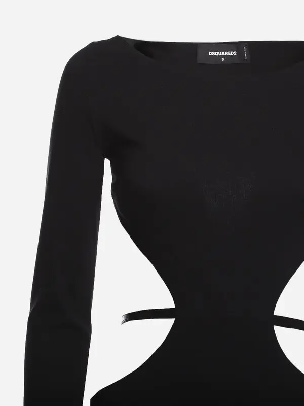 Dsquared2 Long-sleeve Cut-out Midi Dress