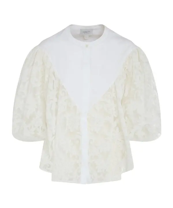 Giambattista Valli Lace Puff Sleeve Top